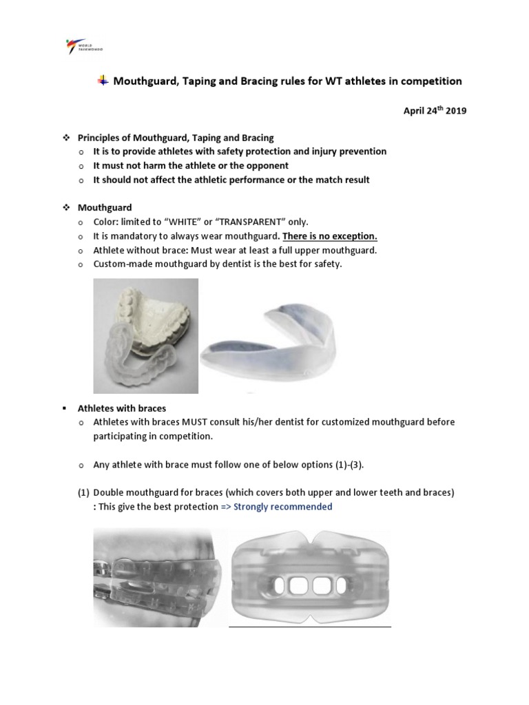 WT Mouthguard Brace Taping and Padding Rules 4 25 2019 | PDF