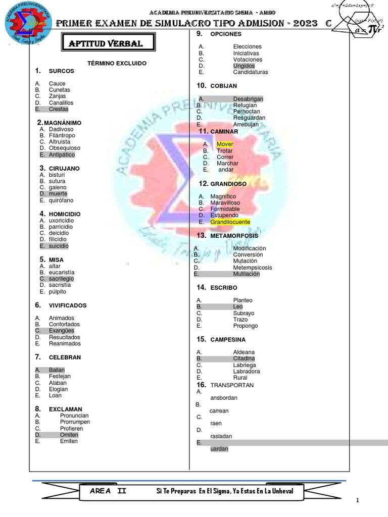 Area II Respuestas | PDF