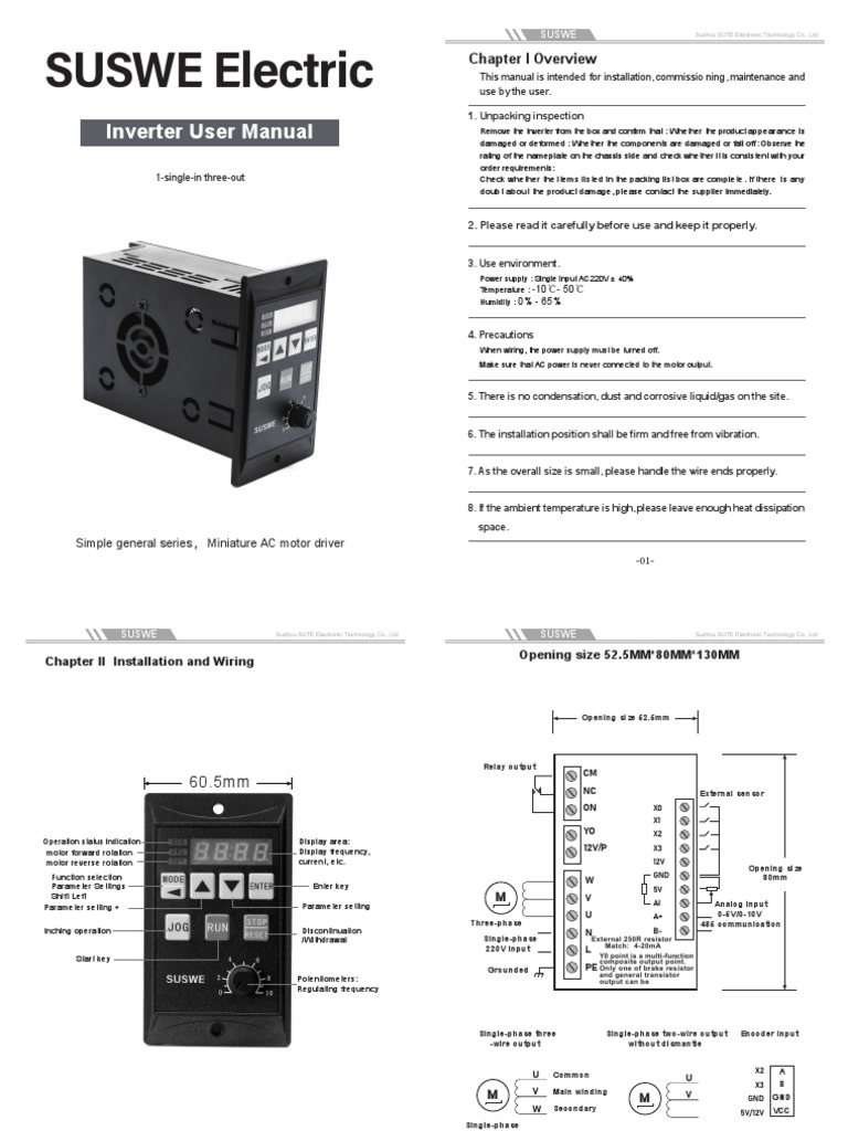 Installation, Operation, and Parameter Settings for the SUSWE Miniature AC Motor Driver User ...