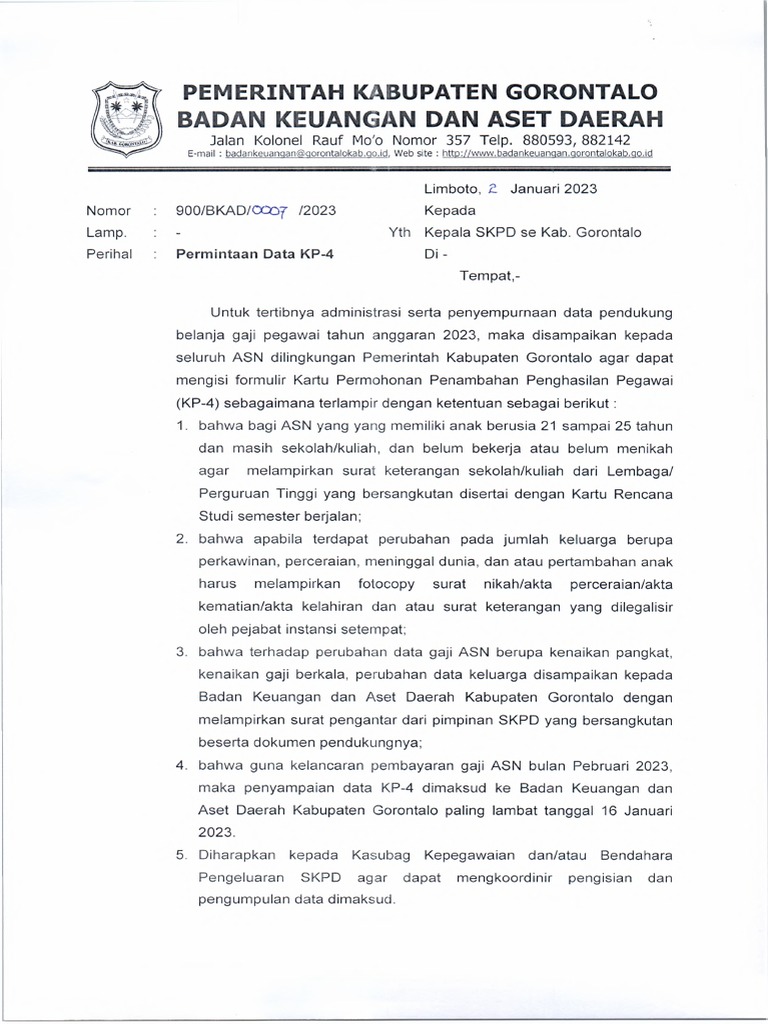 Surat Permintaan Data Kp4 | PDF