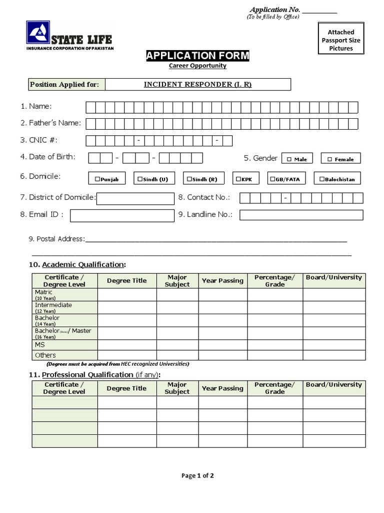 Application Form Incident Responder | PDF | Academic Degree ...