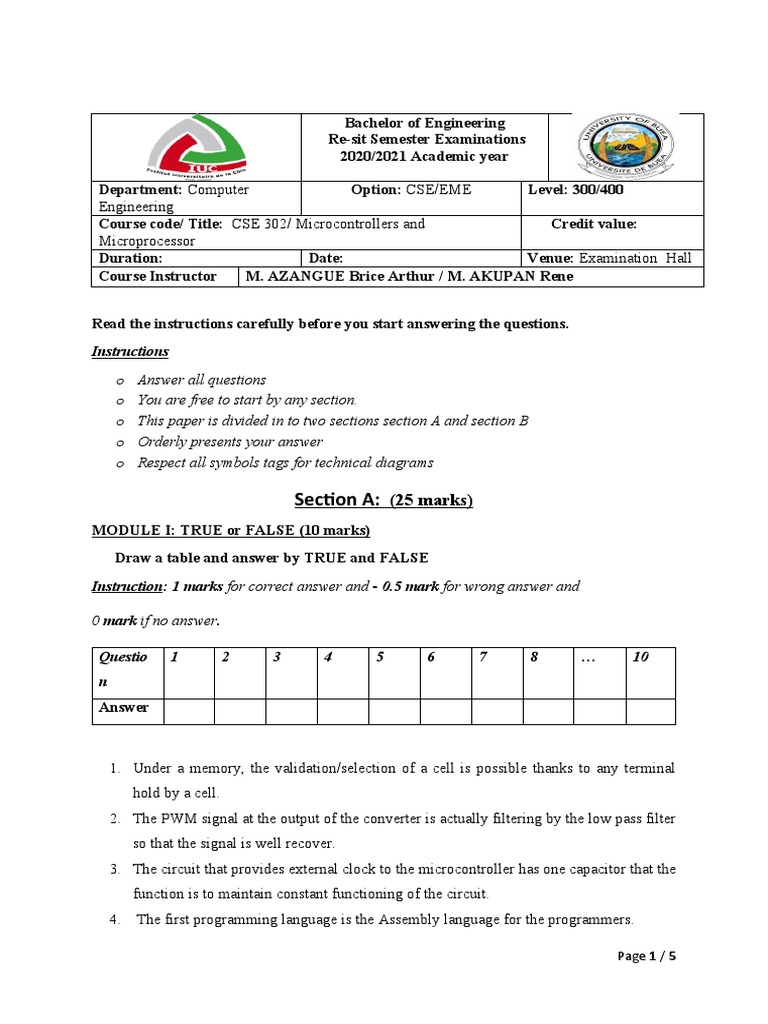 Microprocessor Microcontroller RESIT 2021 | PDF