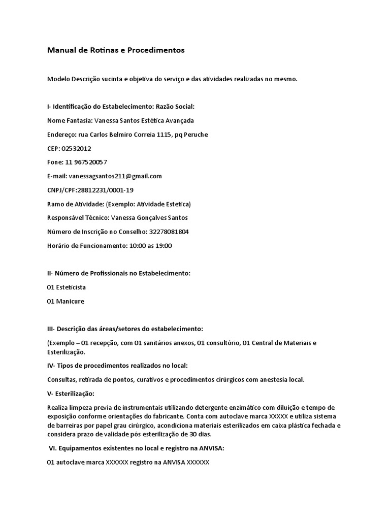 Modelo Manual de Rotinas e Procedimentos | Download grátis PDF | Desperdício