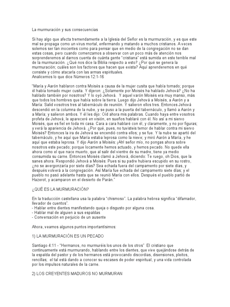 La Murmuración y Sus Consecuencias | PDF