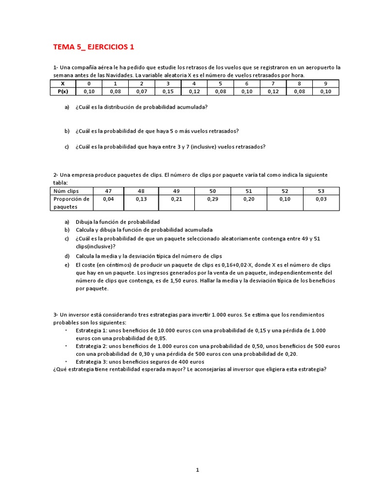 Tema 5 - Ejercicios 1 | PDF