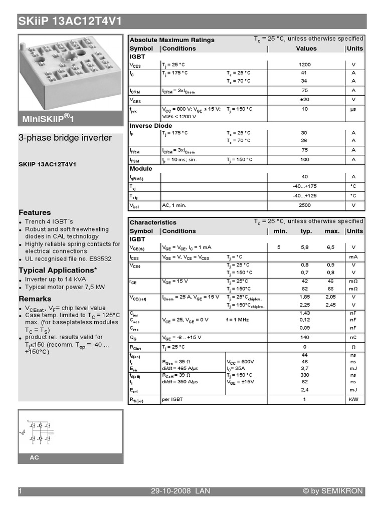 Skiip 13Ac12T4V1: Miniskiip 1 | PDF | Electrostatic Discharge ...