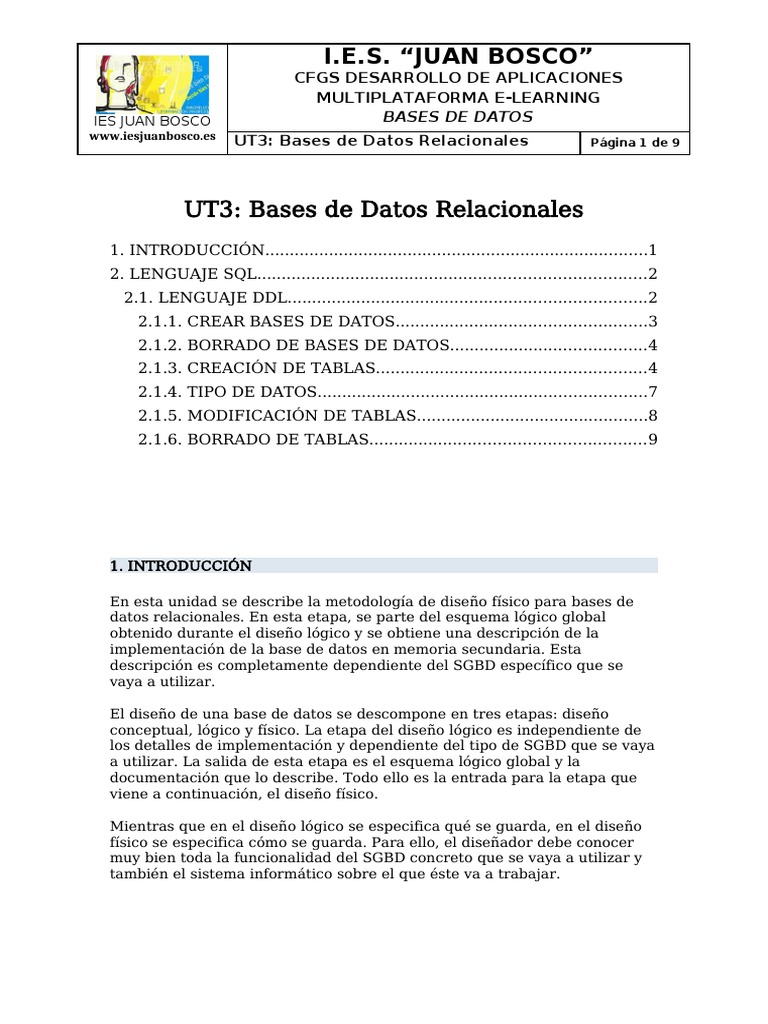 UT03. Resumen Sentencias DDL (MariaDB y MySQL) | PDF | Bases de datos | SQL UT03. Resumen Sentencias DDL (MariaDB y MySQL) | PDF | Bases de datos | SQL