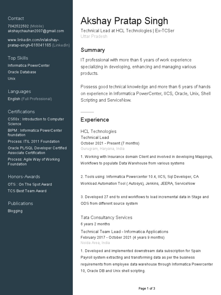 Akshay Pratap - Informatica IICS | PDF | Scripting Language | Databases