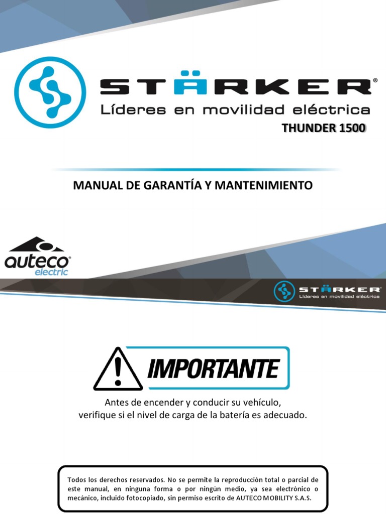 Manual de Garantia y Mantenimiento Thunder 1500 | PDF | Cargador de ...