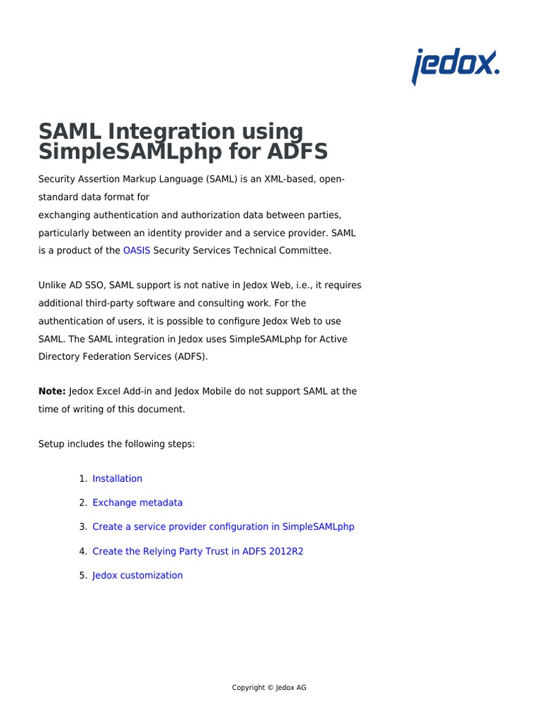 SAML Integration Using SimpleSAMLphp For ADFS | PDF | World Wide Web | Internet & Web