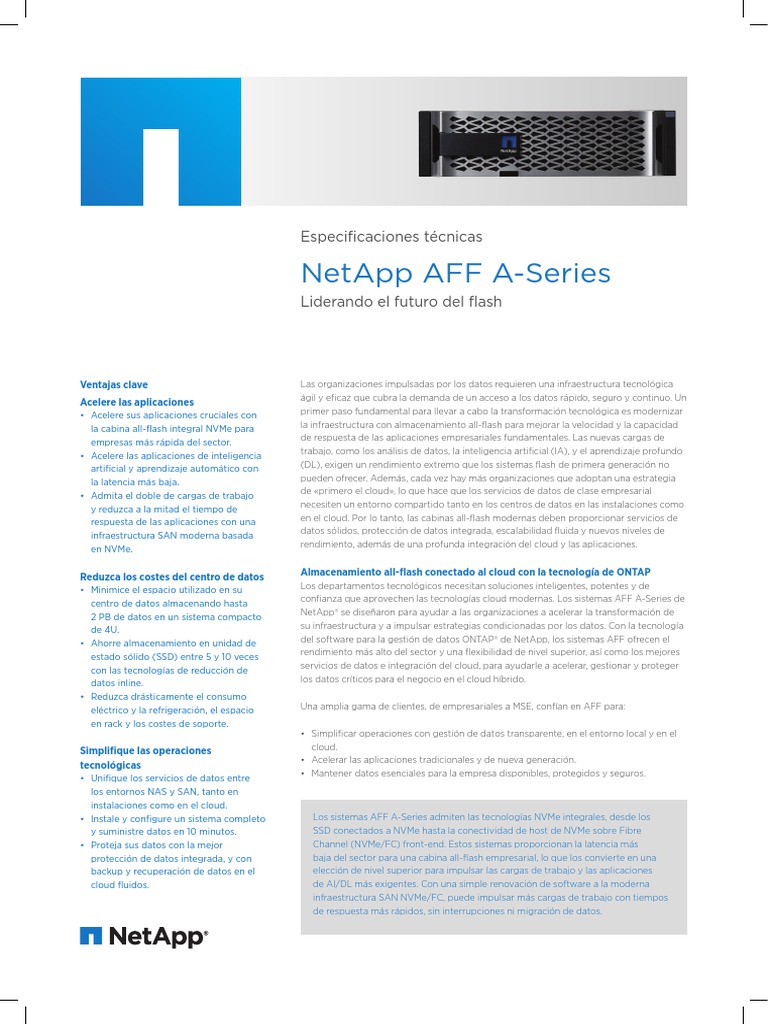 NetApp AFF A-Series | PDF | Computación en la nube | Unidad de estado ...