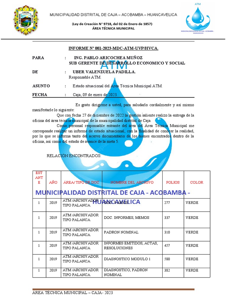 Informe #001 Estado Situacional | PDF | Equipo de oficina | Electrónica