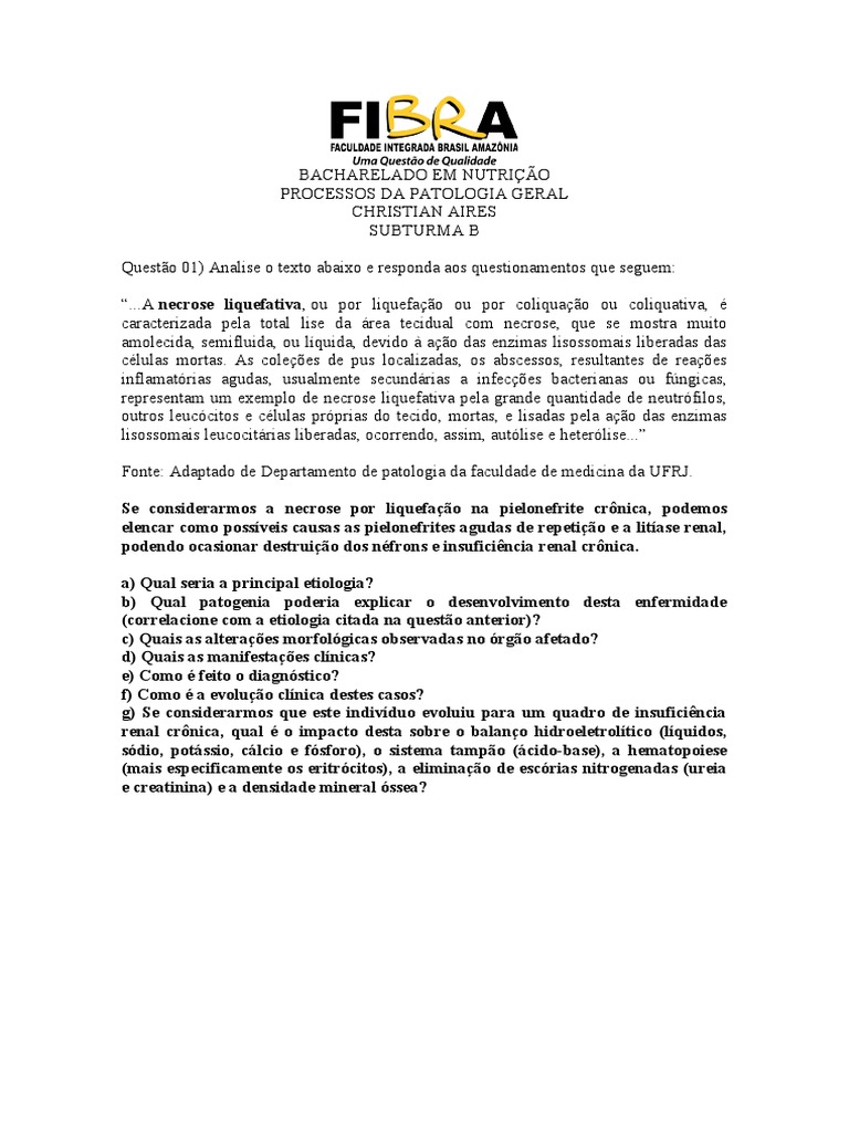 Necrose Liquefativa: Causas e Efeitos | PDF | Ciências e Matemática
