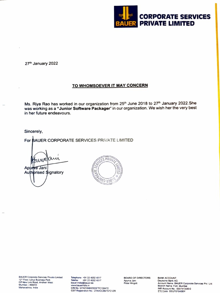 Experience Letter | PDF