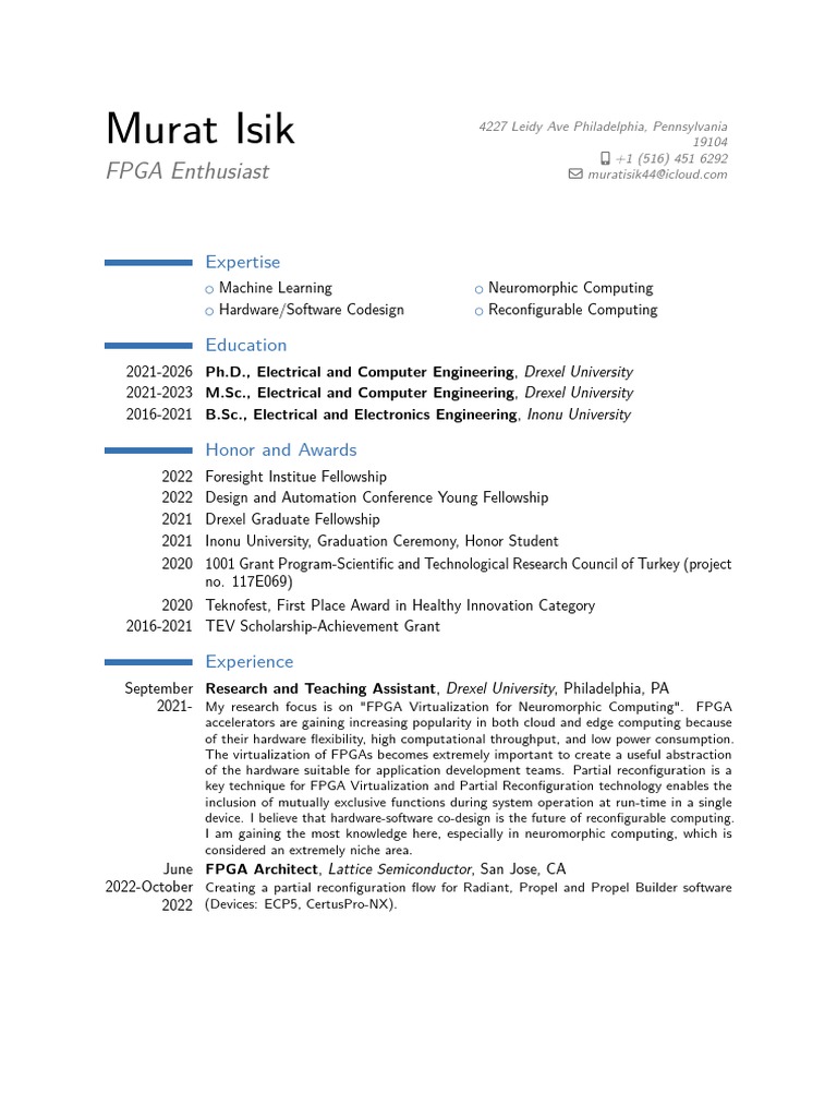 Murat Isik CV | PDF | Field Programmable Gate Array | Computing