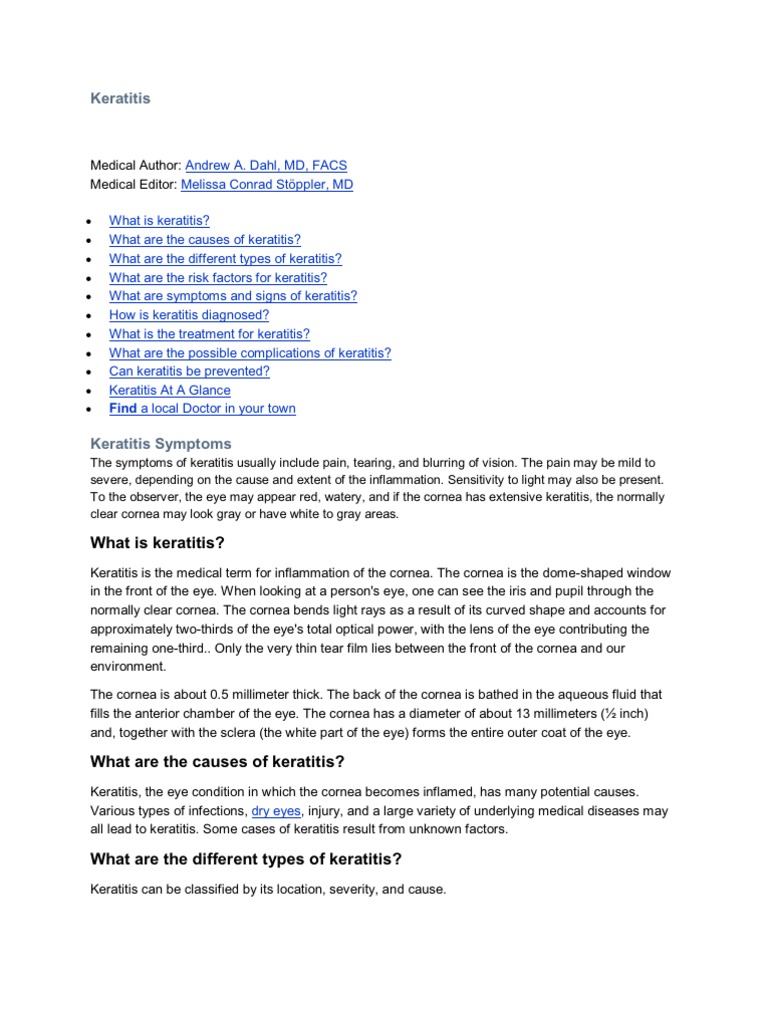 Keratitis Pdf Cornea Infection