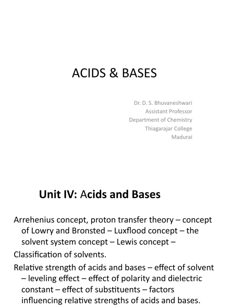 Acids & Bases | PDF | Acid | Solvent Acids & Bases | PDF | Acid | Solvent