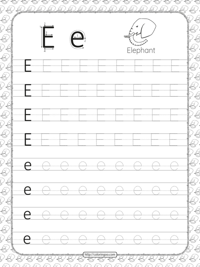Printable Dotted Letter e Tracing PDF Worksheet | PDF