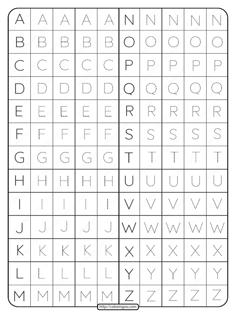 Printable Dotted Alphabet Trace Practice PDF Worksheet | PDF