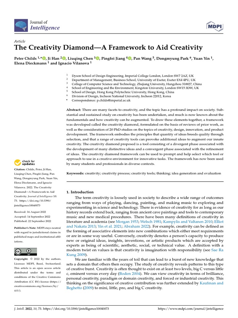 The Creativity Diamond-A Framework To Aid Creativity - CHILDS ...