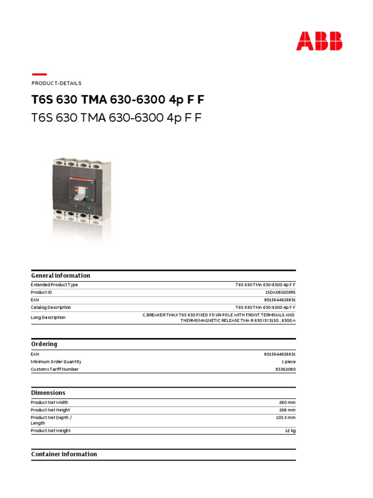 Ficha Tecnica ITM ABB t6s | PDF | Electricity | Electric Power