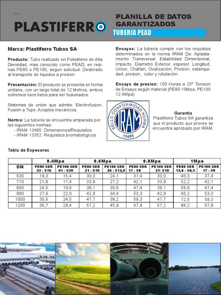 PEAD Ø 630 A Ø 1200 (Datos Garantizados) | PDF | Ingeniería de Procesos | Electrodoméstico
