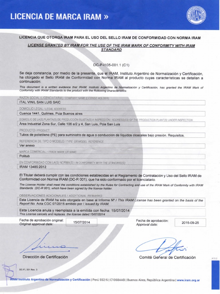 Certificado Sello Iram 13485 135 | PDF