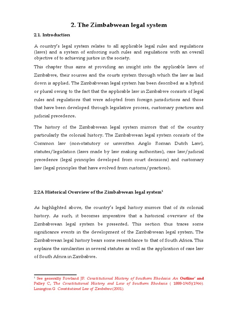 Chapter 2 The Zimbabwean Legal System | PDF