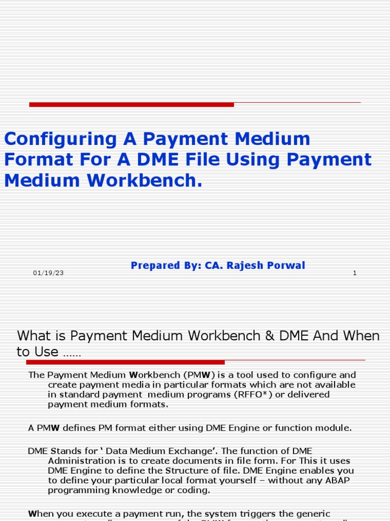 Configuring A Payment Medium Format For A DME File Using Payment Medium ...