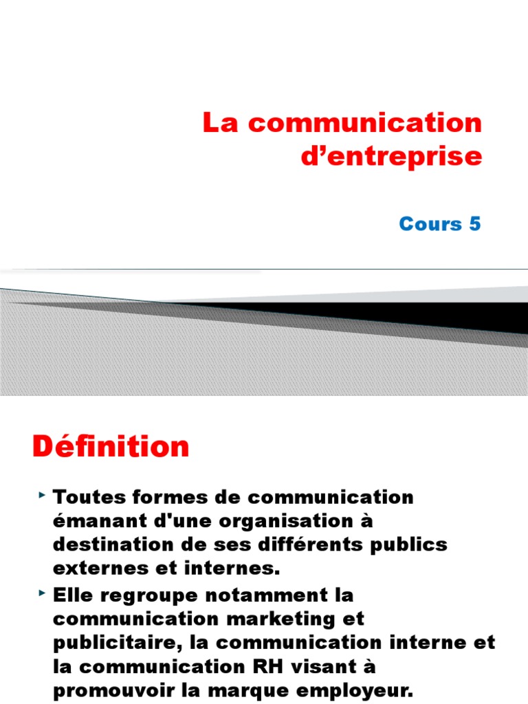 La Communication D'entreprise Cours 5 | PDF | la communication | Business