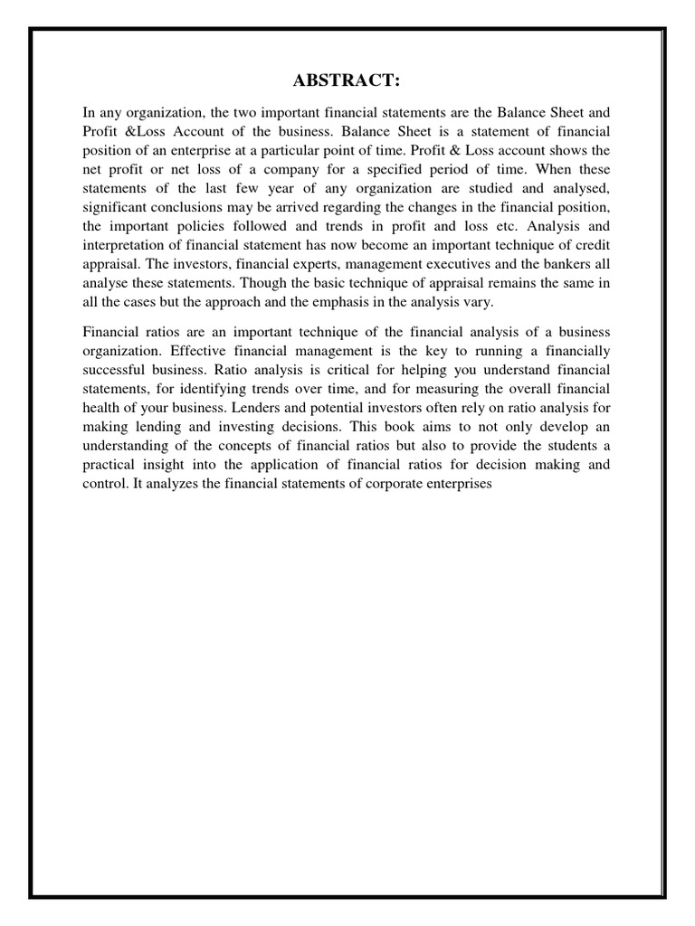 FMA (Comperative Project On Ratio Analysis Managerial Tool) | PDF ...