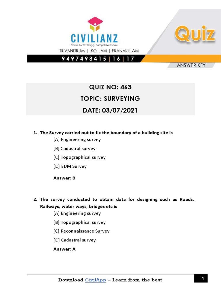 Civilianz Quiz Answer Key 463 | PDF