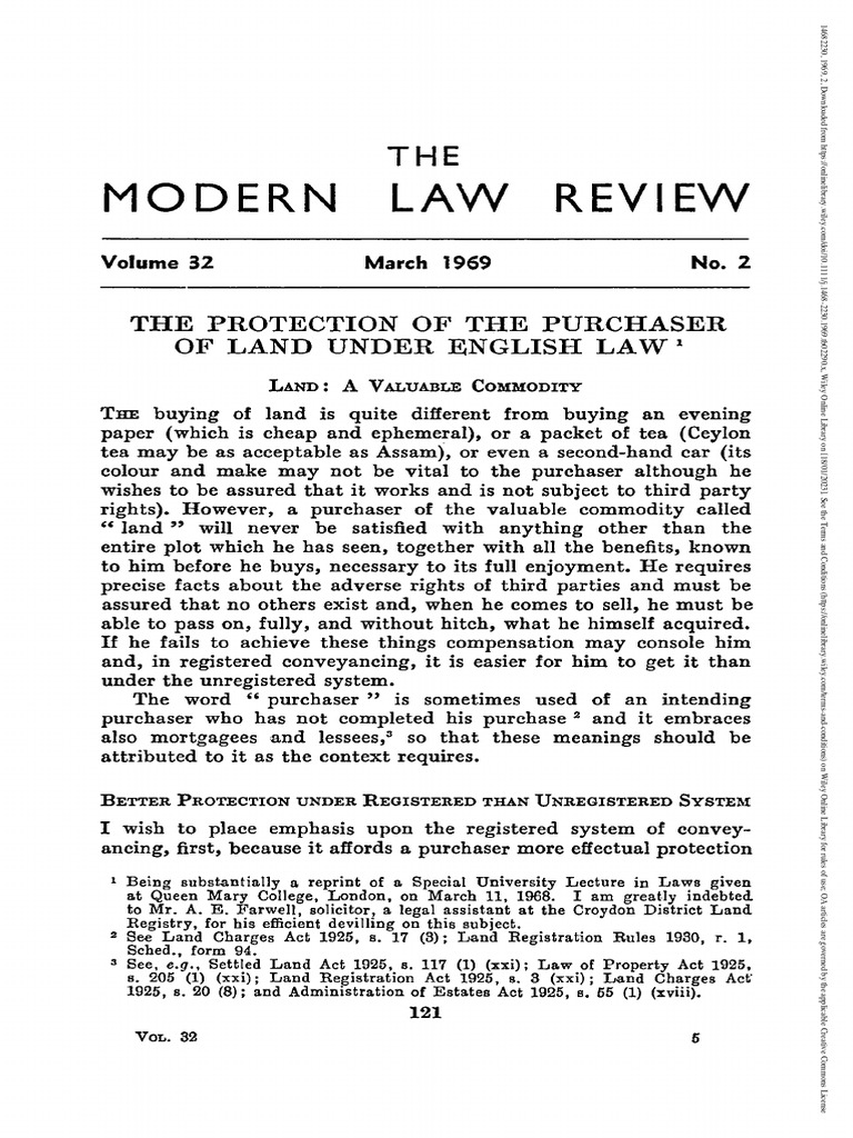 Modern Law Review - March 1969 - Ruoff - The Protection of The ...