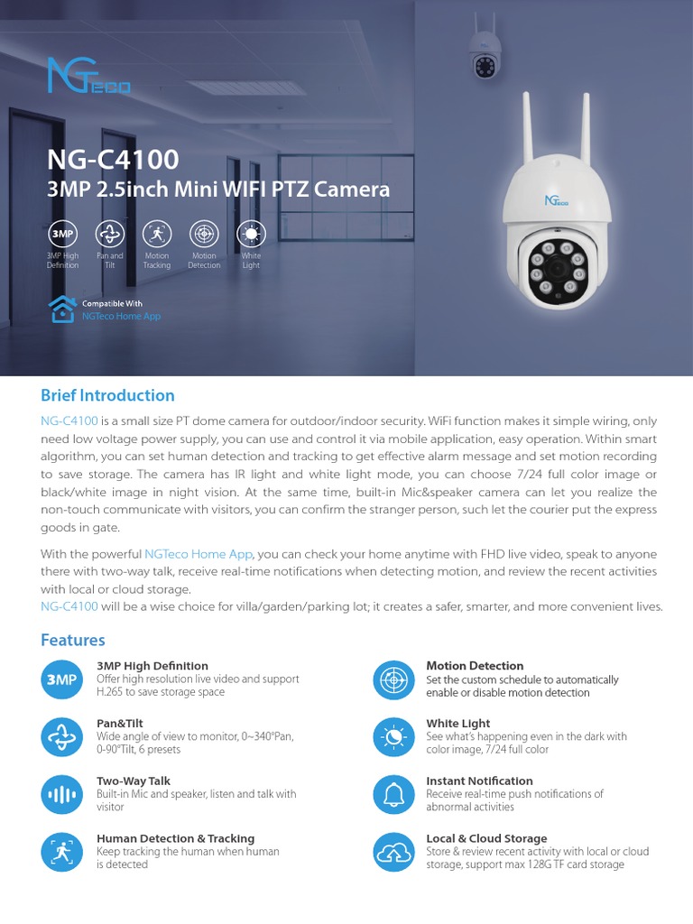 3MP 2.5inch Mini WIFI PTZ Camera: Brief Introduction | PDF | Wi Fi | Computing