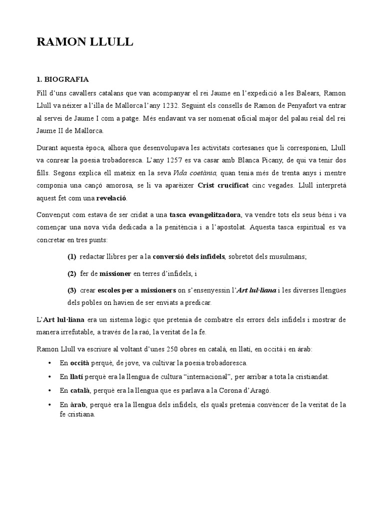 Apunts Ramon Llull | PDF