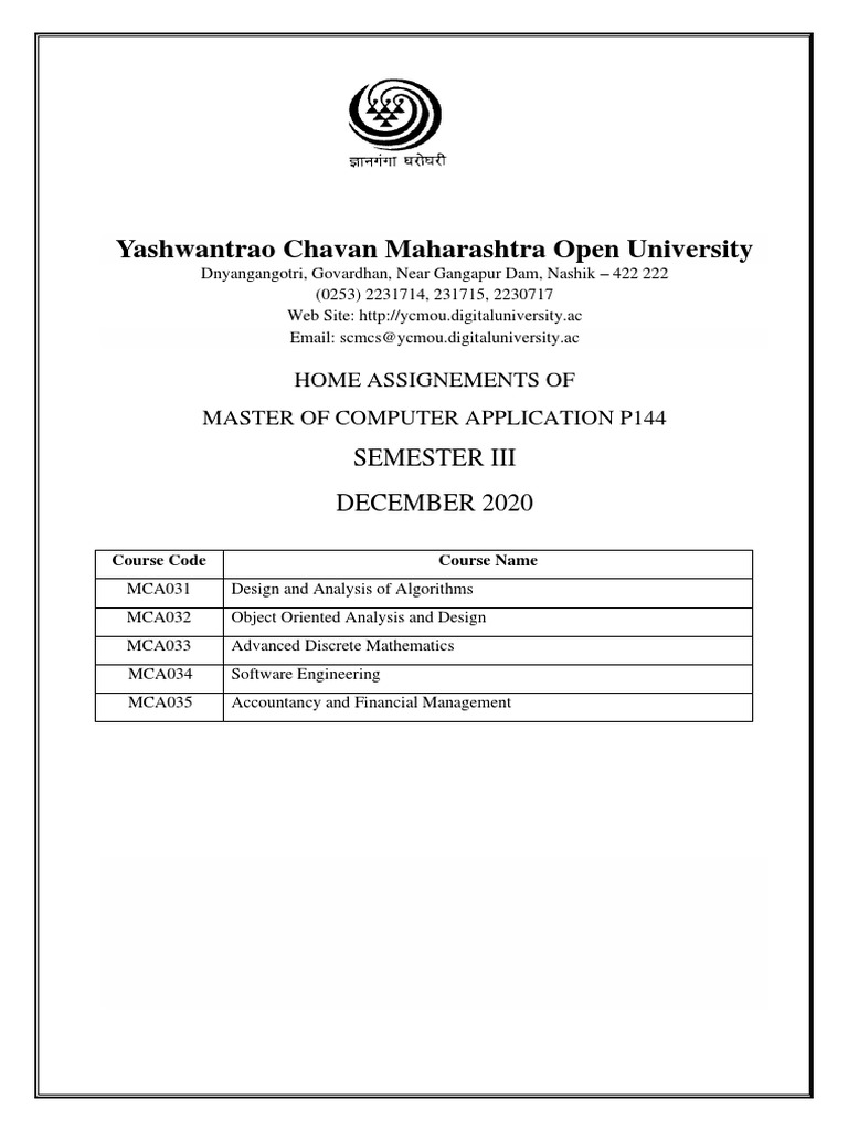 MCA Semester III Assignments | PDF | Computing | Applied Mathematics