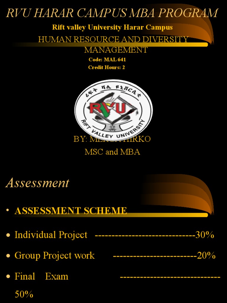 Human Resource Management at Rift Valley University Harar Campus: An Overview of the MBA Course ...