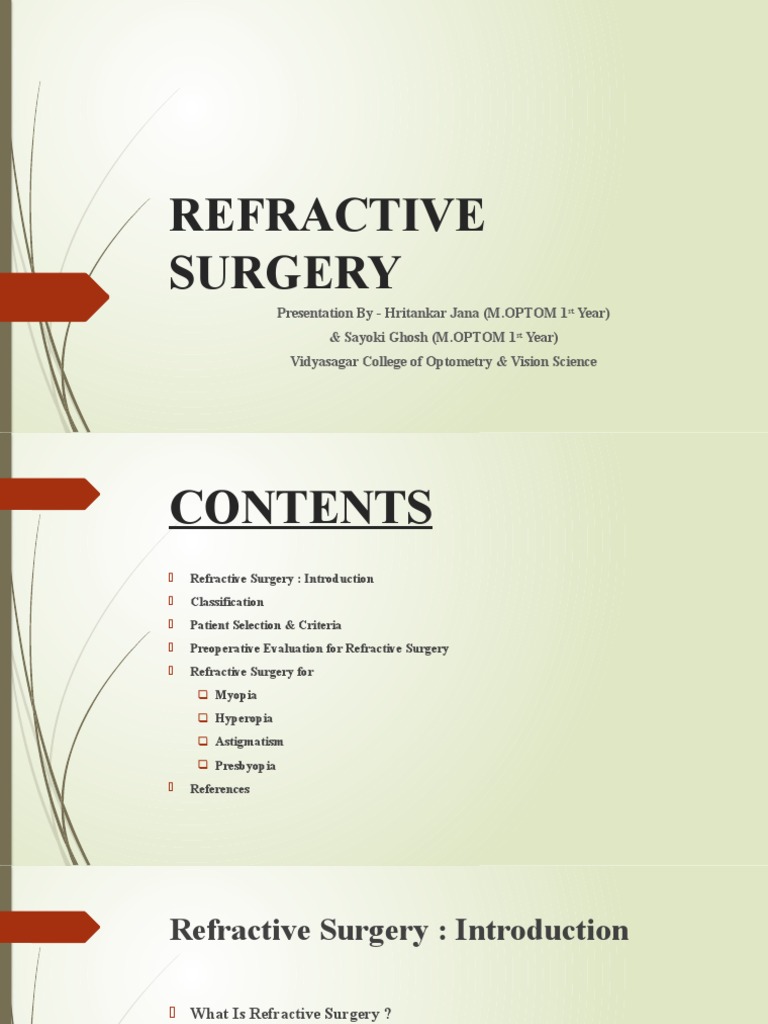 Refractive Surgery (HJ) Updated | PDF | Myopia | Cornea