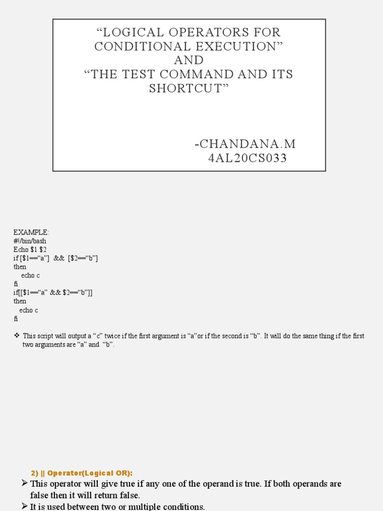 Logical Operators For Conditional Execution | PDF Logical Operators For Conditional Execution | PDF
