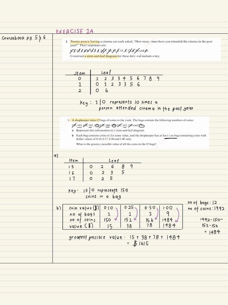 Exercise 1a Statistics & Probability 1 Cie A Level | PDF | Birds ...