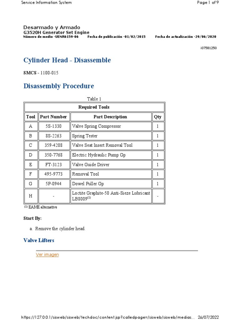 Procedimiento Cylinder Head Disassemble Pdf Valve Cylinder