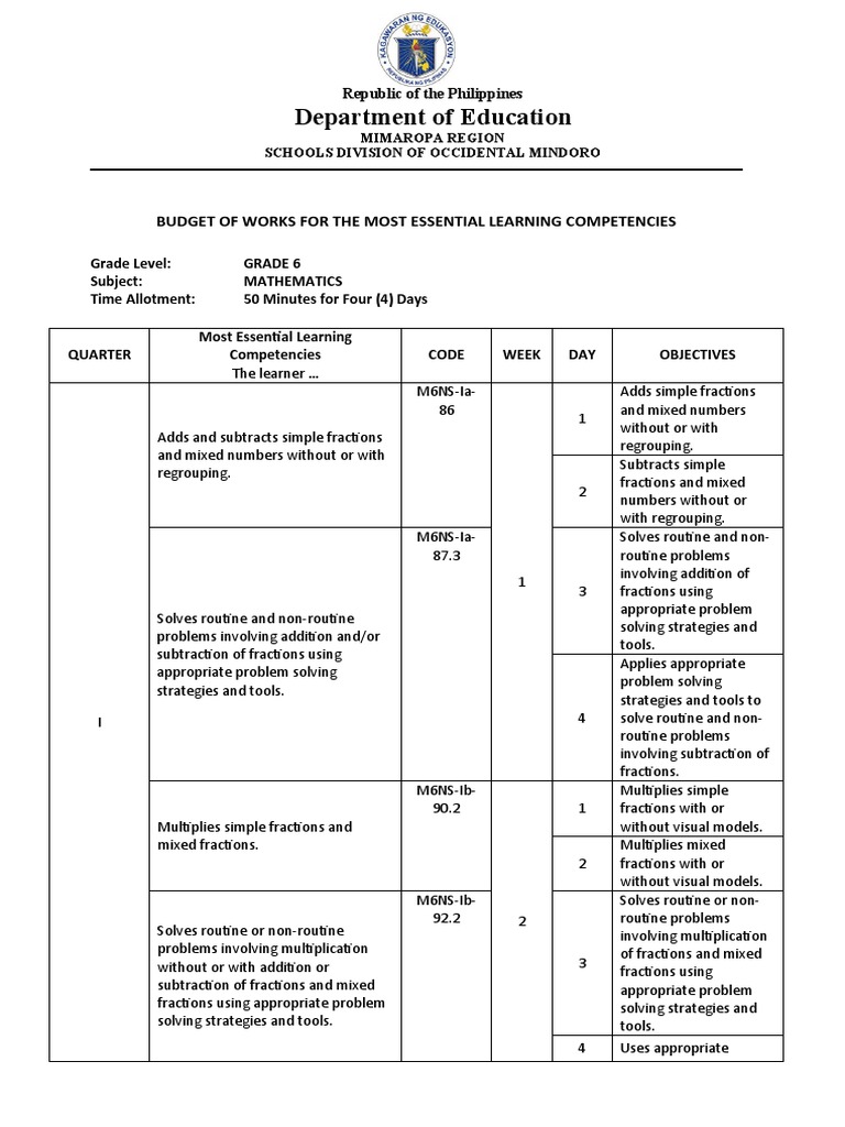 BOW-Mathematics-Grade 6 | PDF | Area | Equations