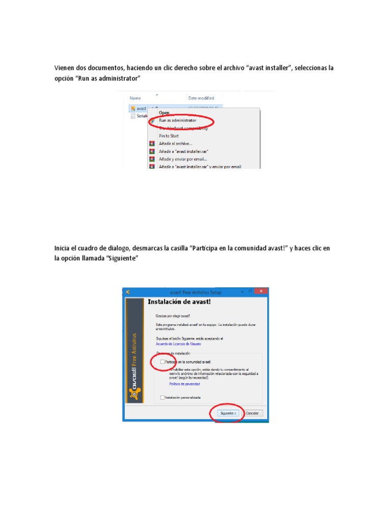 Pasos para Instalar Avast | PDF