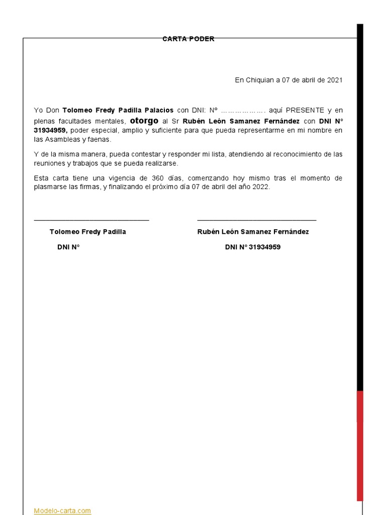 Carta Poder Simple | PDF