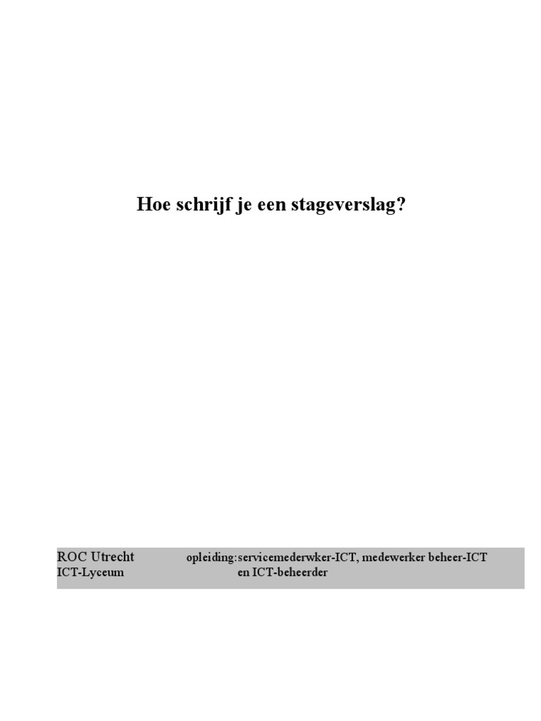 Voorbeeld Stageverslag | PDF