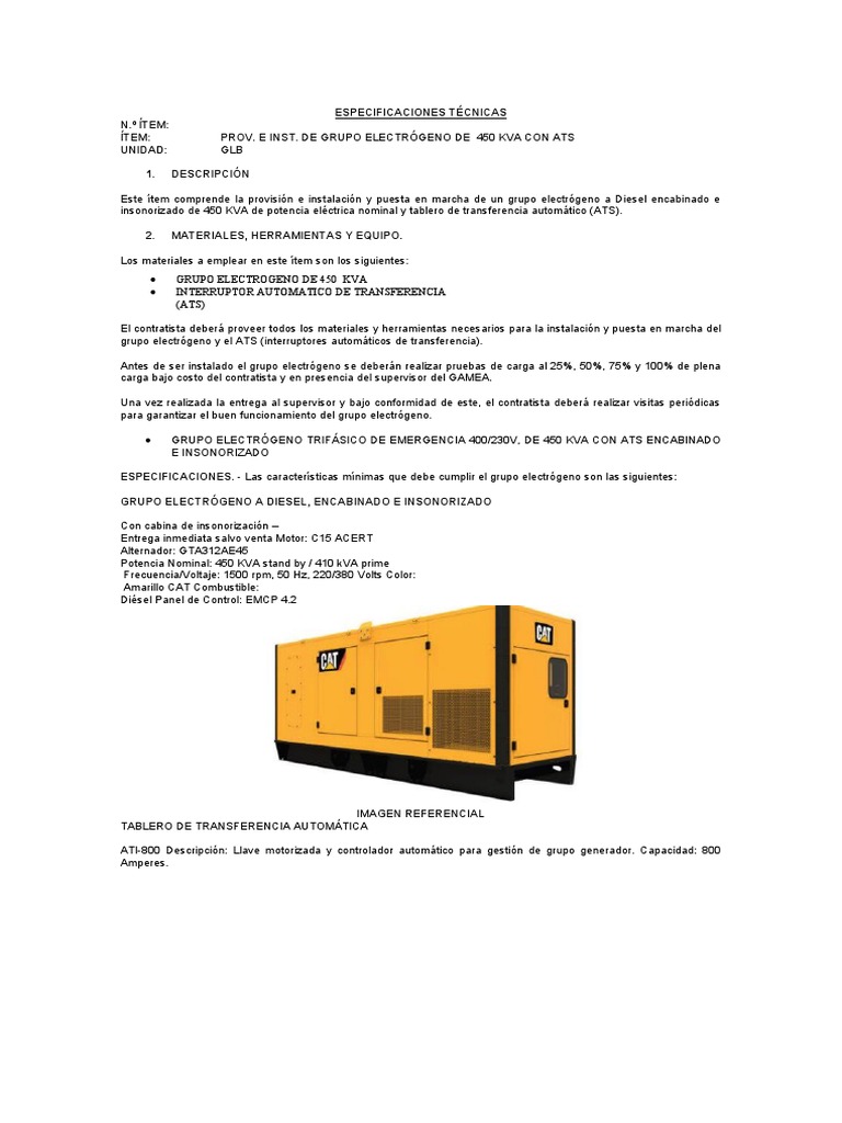 Grupo Electrogeno | PDF | Ingenieria Eléctrica | Bienes manufacturados