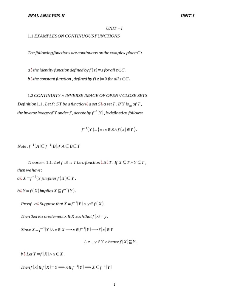 Unit I | PDF | Continuous Function | Compact Space