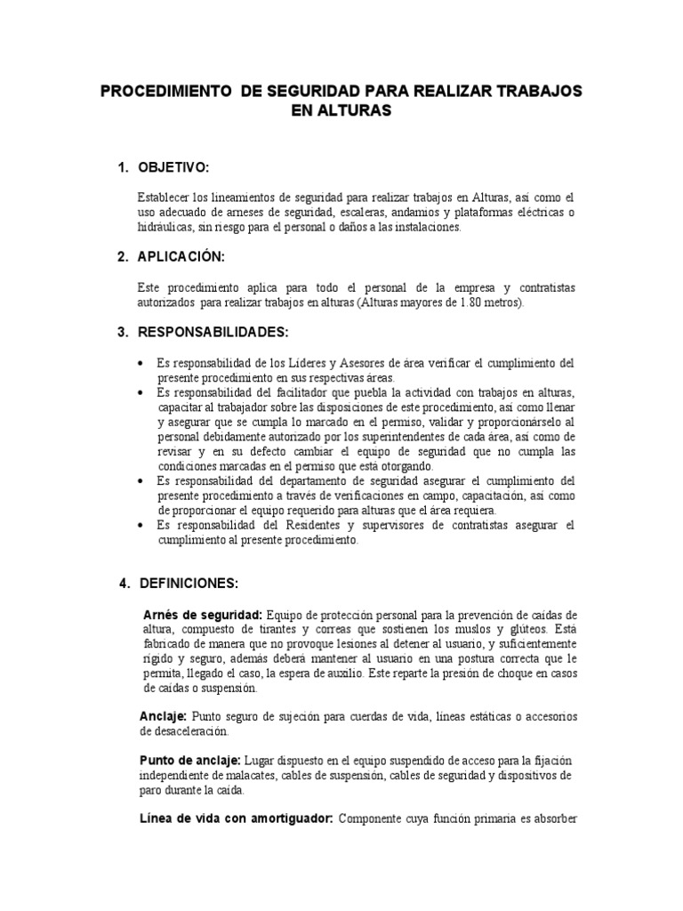 Procedimiento de Seguridad para Realizar Trabajos en Alturas | PDF | Andamio | Soldadura