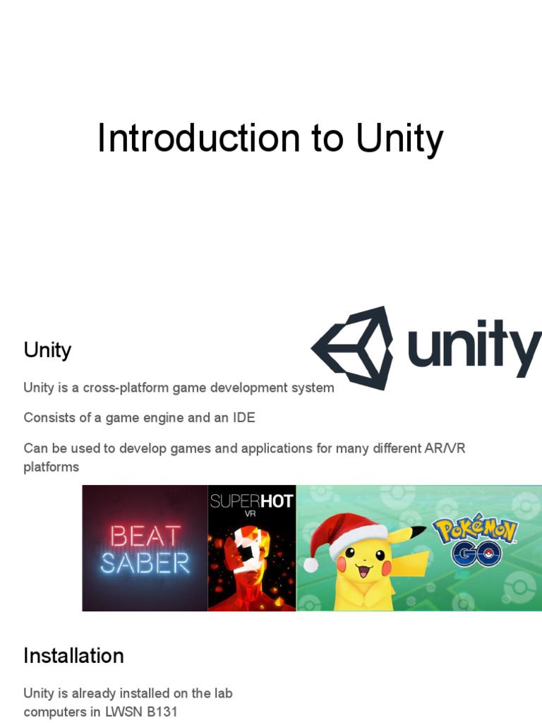 Introduction To Unity | PDF | Shader | Euclidean Vector Introduction To Unity | PDF | Shader | Euclidean Vector
