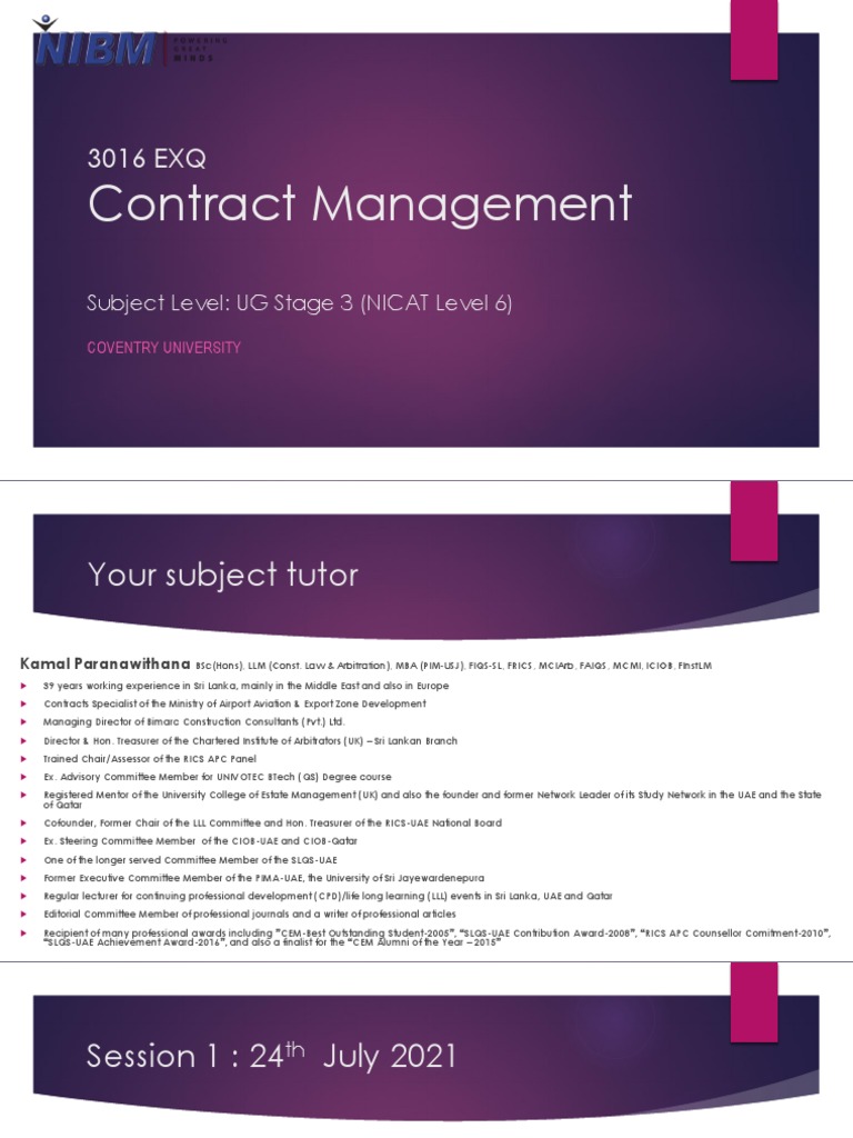 Contract Management Training Overview | PDF | Breach Of Contract ...